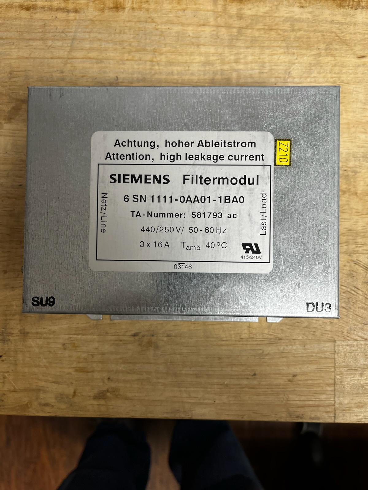 Siemens Filter Module 440/250 V / 16 Amp / 3-Phase 6SN1111-0AA01-1BA0 ...