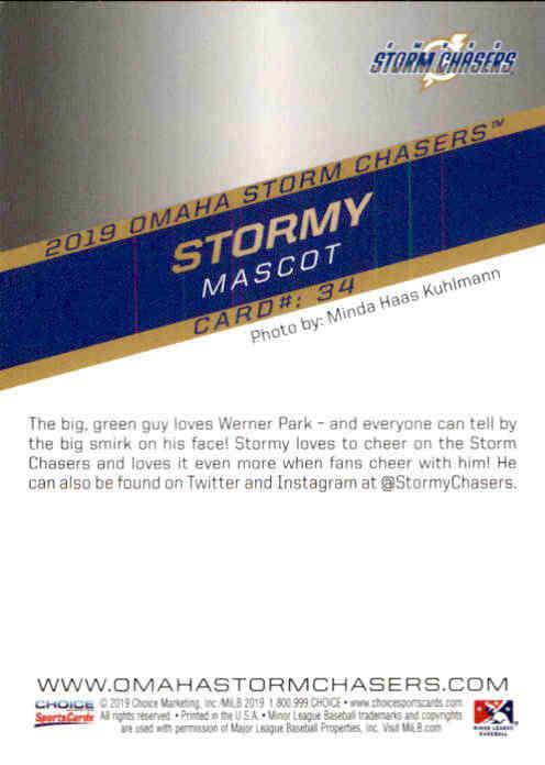2019 Omaha Storm Chasers Choice #34 Stormy MASCOT - NM Baseball Card | eBay