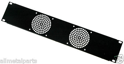 2U Rack panel 19 inch with cutouts for 2 x 80mm Fans Black Folded Panel ...