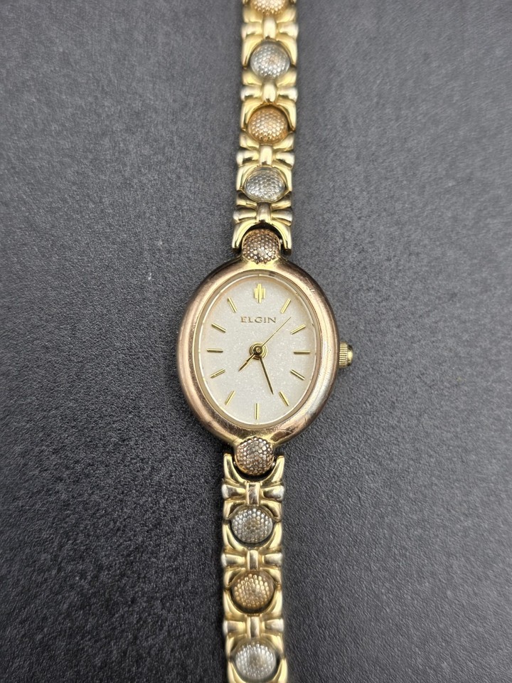 Vintage Elgin Women's Watch Gold & Silver Tone Oval New Battery | eBay