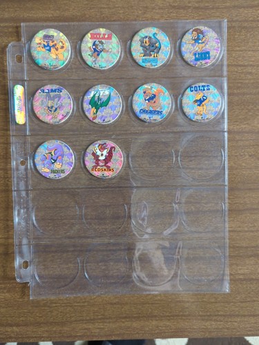 POGS NFL Football Milk Caps Boink! 1994 Dinosaur Theme Complete Set Of ...