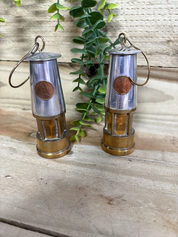 Vintage Pair Of Eccles Protector Lamps Miniature Coal Mining Lamps ...