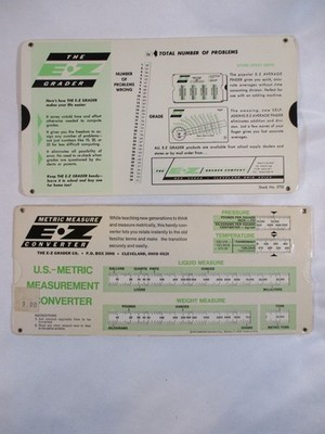 Vintage - E-Z Grader Slide Chart & Metric Converter Slide - Teacher's ...