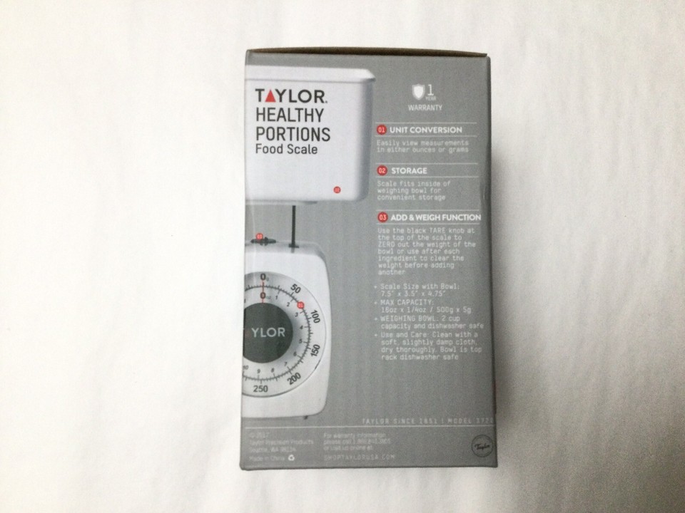 New Taylor FOOD SCALE 1 lb. White Analog Easy Read Measure Healthy ...