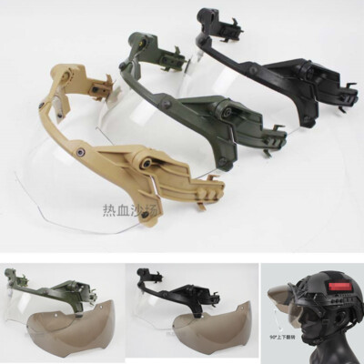 Adjustable Helmet Rail Mount Visor Flip Up Goggles for Tactical Fast ...