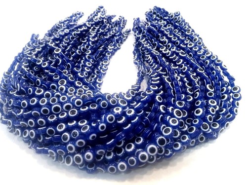 Evil Eye Blue Round Smooth 8mm Loose Beads 13"inch, 5 Strand Evil Eye ...