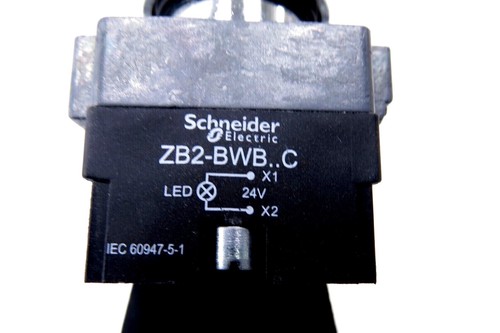 Schneider ZB2-BWB..C Contact Block w/ Schneider ZB2-BE101C Push Button ...