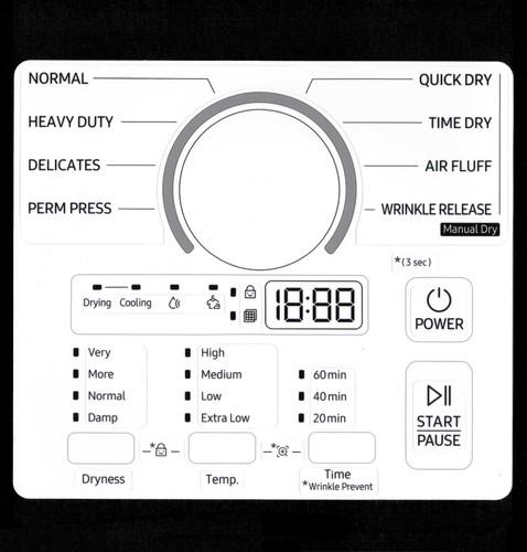 Samsung Model DVE45T3200W Dryer Sticker Sheet Labels - for entire ...