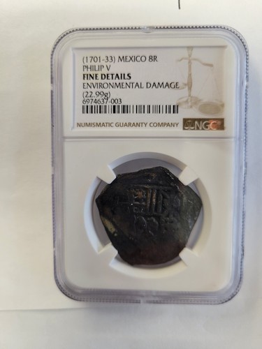 (1710-33) Mexico 8R Philip V NGC Fine Details. Spanish Silver Cop Coin ...