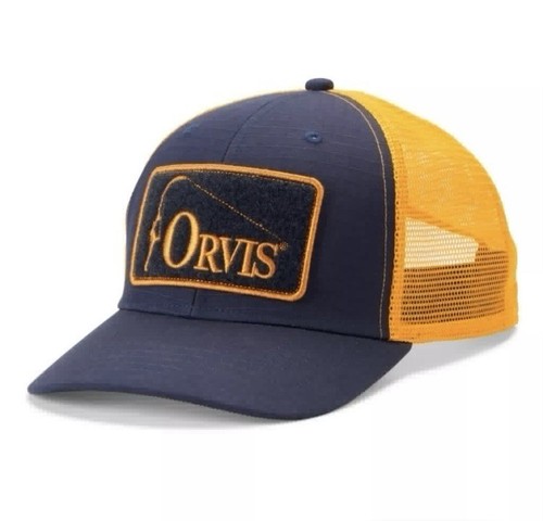 New Orvis Ripstop Lo-Pro Covert Trucker Fly Fishing Hat - Navy/Yellow ...