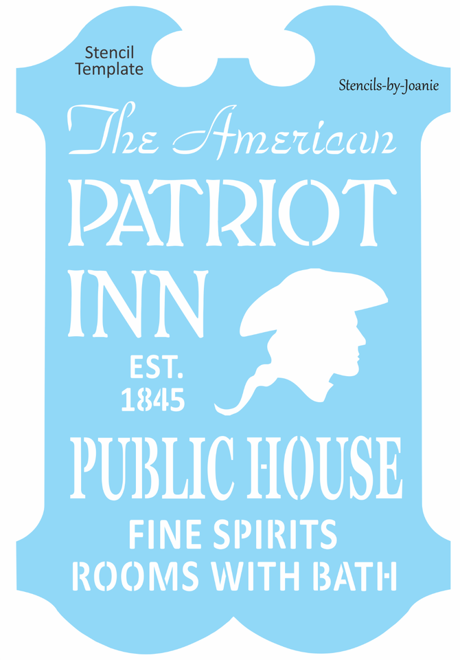 Tavern Board 17" Stencil Amercian Patriot Inn Public House Fine Spirits ...