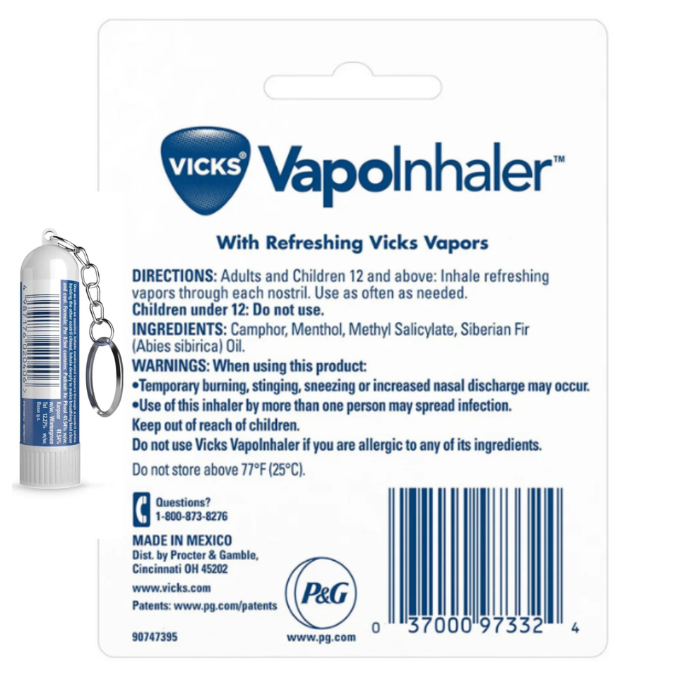 Vicks Inhaler Sinus Nasal Congestion Block Nose Relief 0.02oz/0.5ml 6 ...