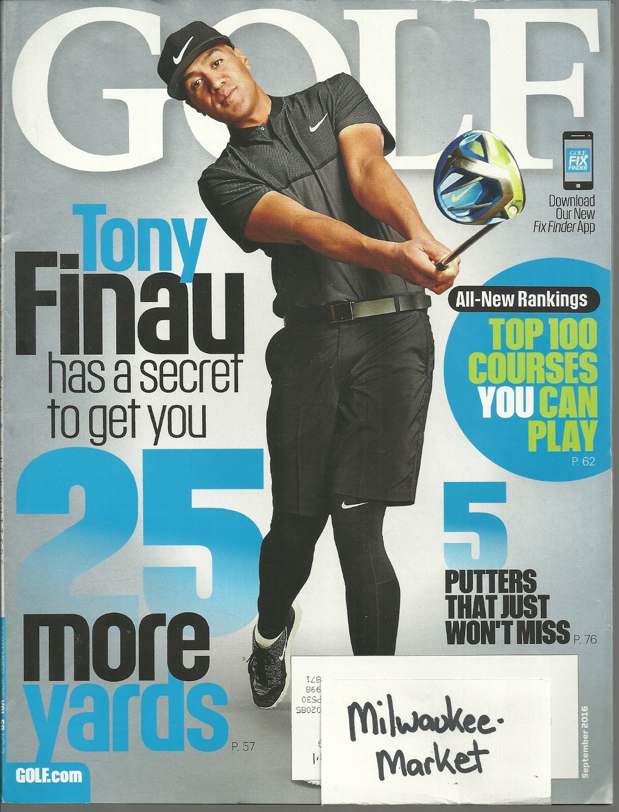 Golf Magazine September 2016 Tony Finau Top 100 You Can Play 5 New ...