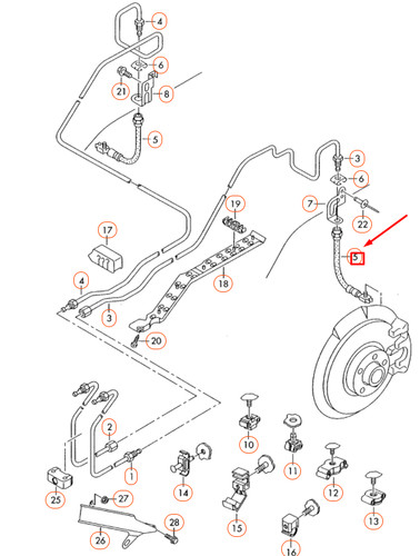 NEW AUDI A4 B7 REAR BRAKE HOSE 8E0611775N OEM | eBay
