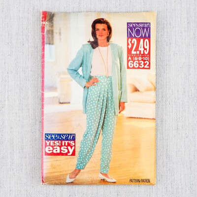 VTG 1990s See & Sew Butterick Pattern 6632 Misses Jacket Top Pants, Sz ...