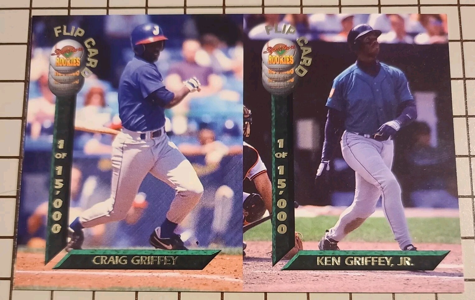 Uncut Craig Griffey/Ken Griffey Jr. & Sr 1994 Signature Rookies Flip ...
