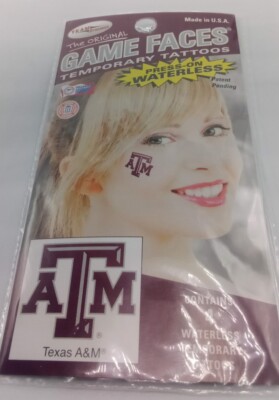 Texas A&M 12 count Face & Body Decals Temp Tattoos NCAA Licensed | eBay