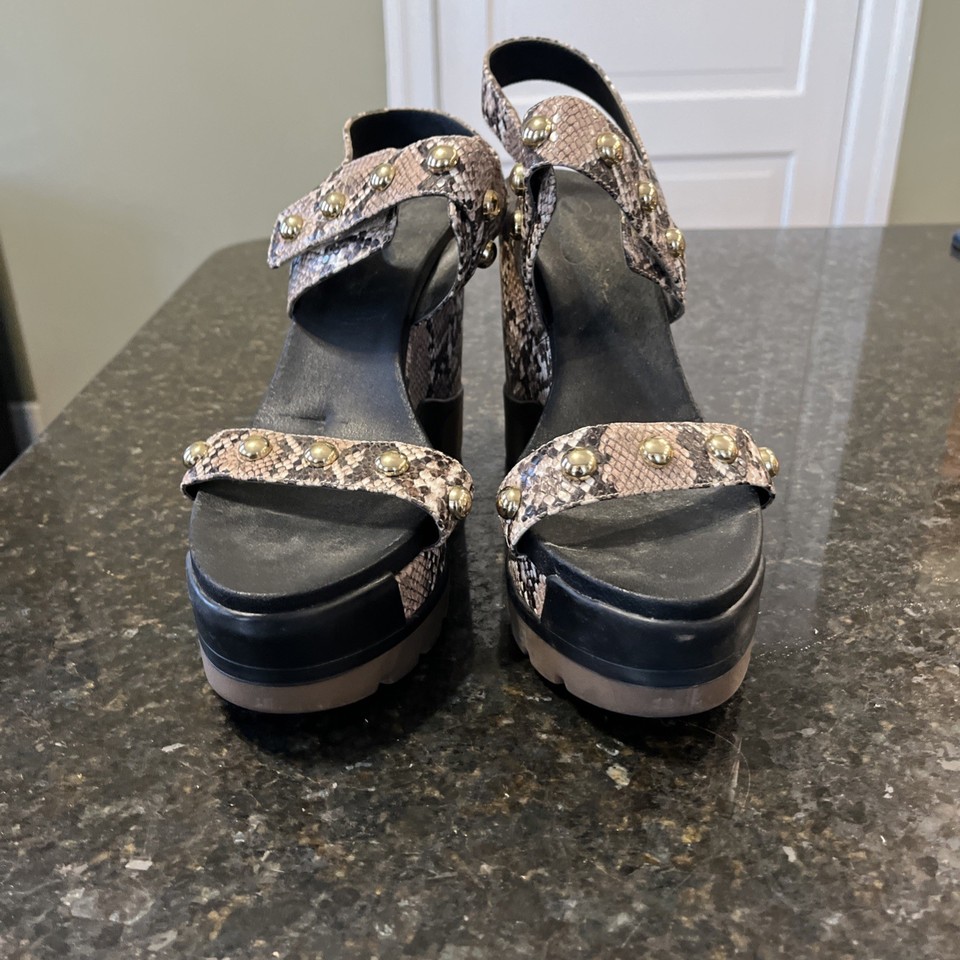 Womens Jessica Simpson Shoes 12M Snake Skin Animal print chunky sandal ...