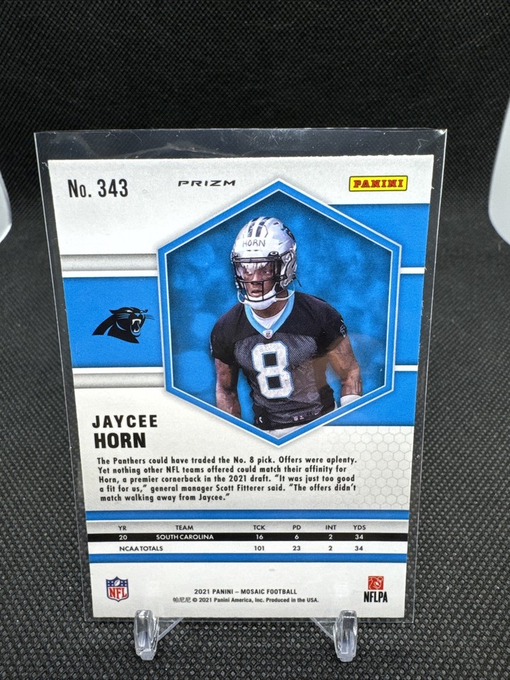 2021 Panini Mosaic Rookies Mosaic Genesis Prizm Jaycee Horn #343 Rookie ...