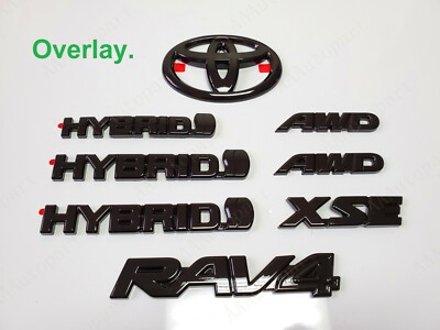 2019-2023 TOYOTA RAV4 HYBRID XSE GLOSS BLACK EMBLEM OVERLAY GEN PT948 ...