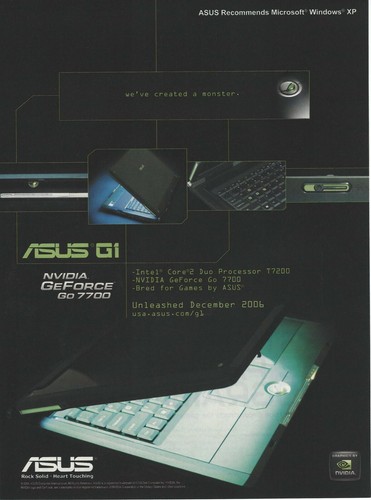 Vintage/Retro Asus G1 Gaming Laptop Print Ad Promo 2006 | eBay