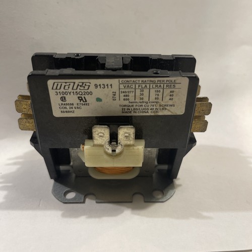 Mars 91311 Definite Purpose Contactors 1.5 Poles 30 FLA 24 VAC Open ...