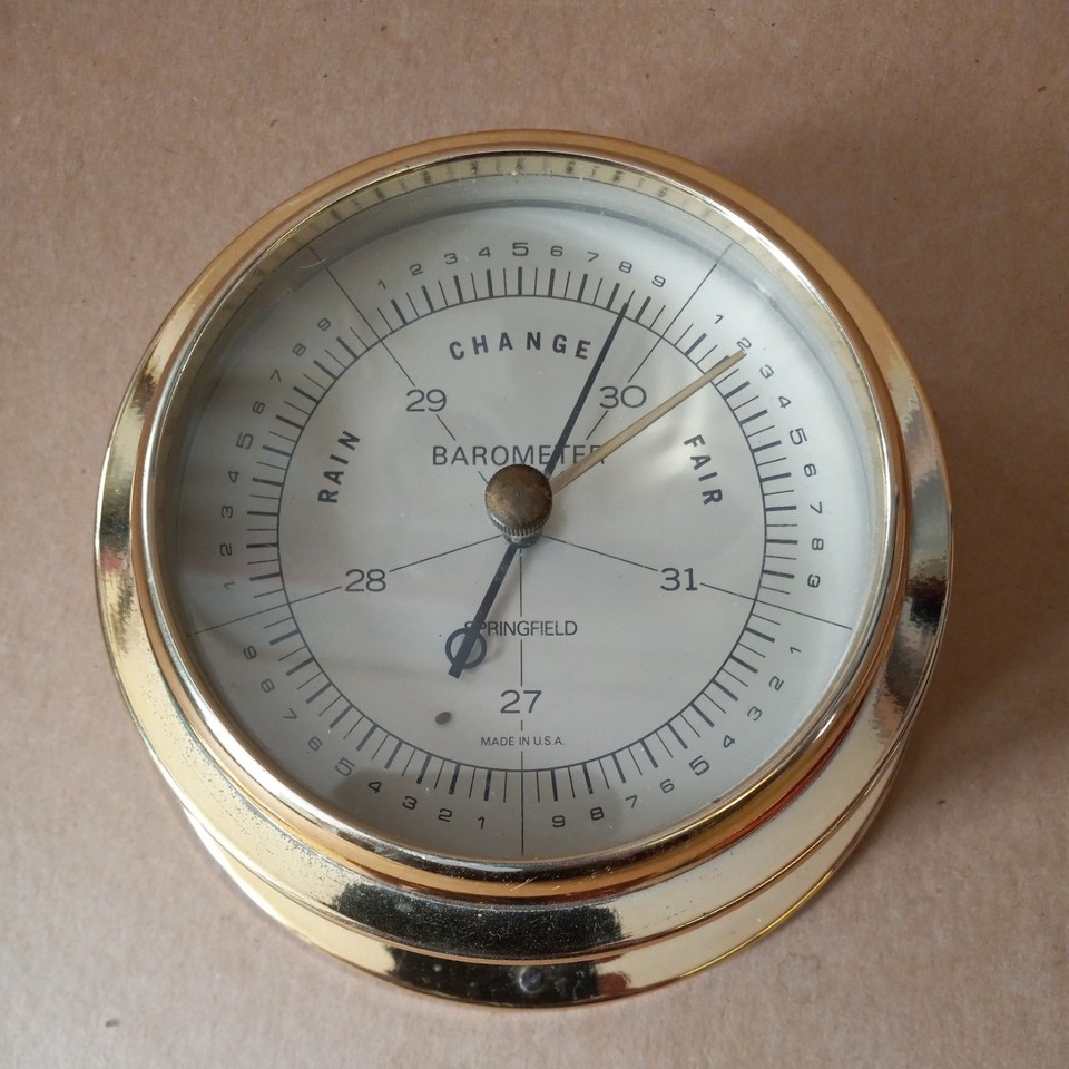 Vintage Nautical Springfield Barometer and Plastic Wall Thermometer ...