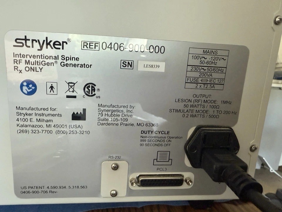 Stryker RF MultiGen 0406-900-000 Interventional Spine Generator w ...