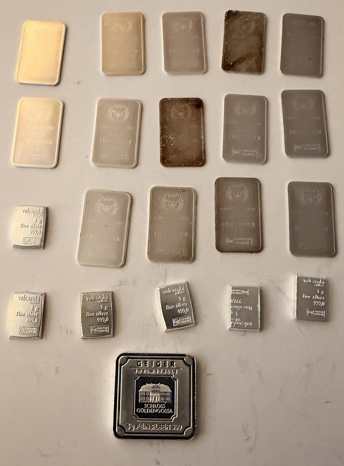 25 Grams Total - ONE (5Gram) Geiger & TWENTY ONE(1) Gram .999 Silver ...