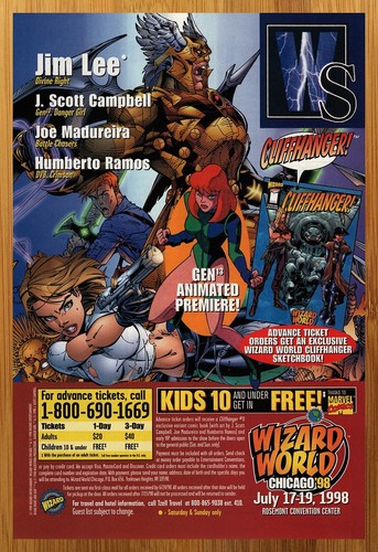 1998 Wizard World Chicago Print Ad/Poster Jim Lee Danger Girl Gen 13 ...