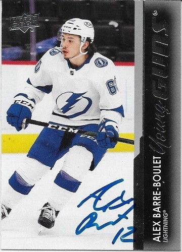 Signed Alex Barre Boulet 21-22 UD Young Guns Tampa Bay Lightning Rookie ...
