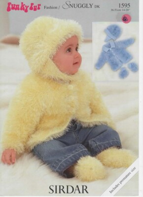 Sirdar 1595 Funky Fur Knitting pattern baby Matinee set newborn up to ...