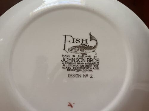 Johnson Brothers FISH (Cream) 10-3/8" Oval Dinner Plate (Design 2 ...