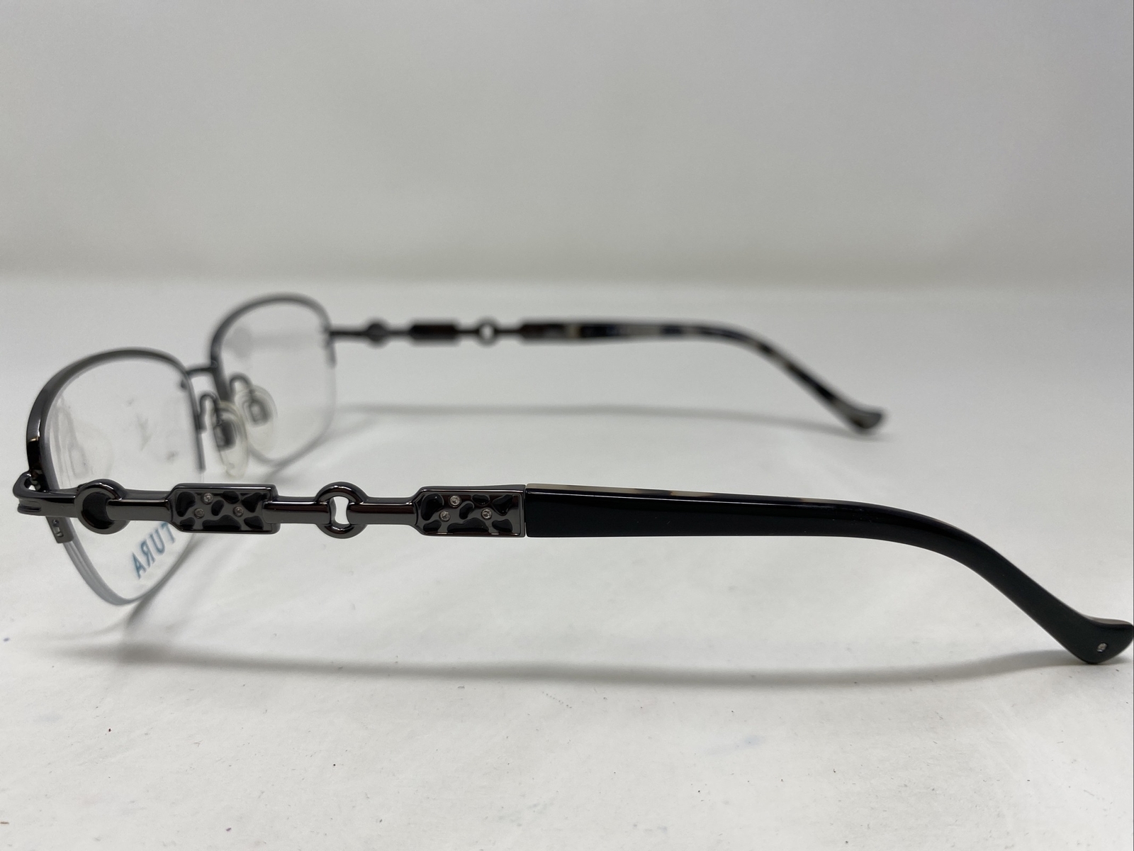 Tura R573 BLK 54-16-140 B:36 Black Metal Half Rim Eyeglasses Frame QT09 ...
