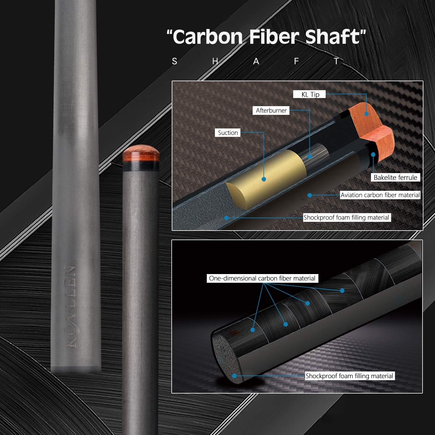 KL-08 Carbon Fiber Pool Cue Stick Professional Billiards Cue ...