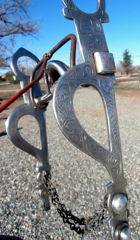 Vintage Engraved Sterling Silver Overlay Horse Show Bit w/ 3 Lip Chains ...