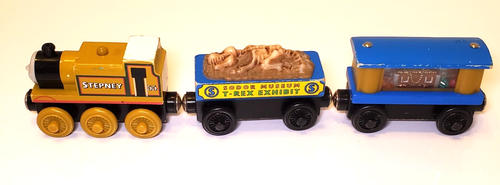 Thomas & Friends Wooden Trains STEPNEY & Museum Fossil & Jewel Cars Lot ...