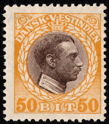 Danish West Indies Stamp Scott 58 Mint F-VF 50b Yellow & Brown King ...