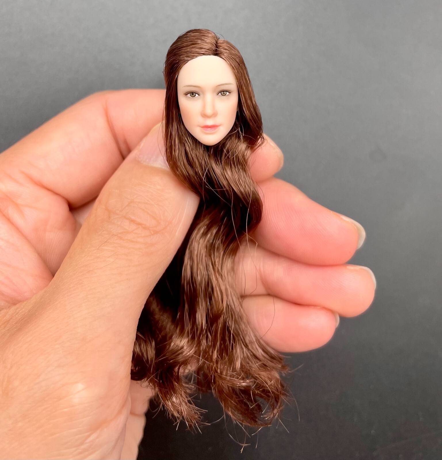 1/12 Female Head Sculpt BROWN Hair For 6" TBLeague PHICEN T01 T02 T03 ...