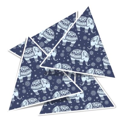 4x Triangle Vinyl Stickers Blue Ethnic Indian Elephant Pattern #170103 ...