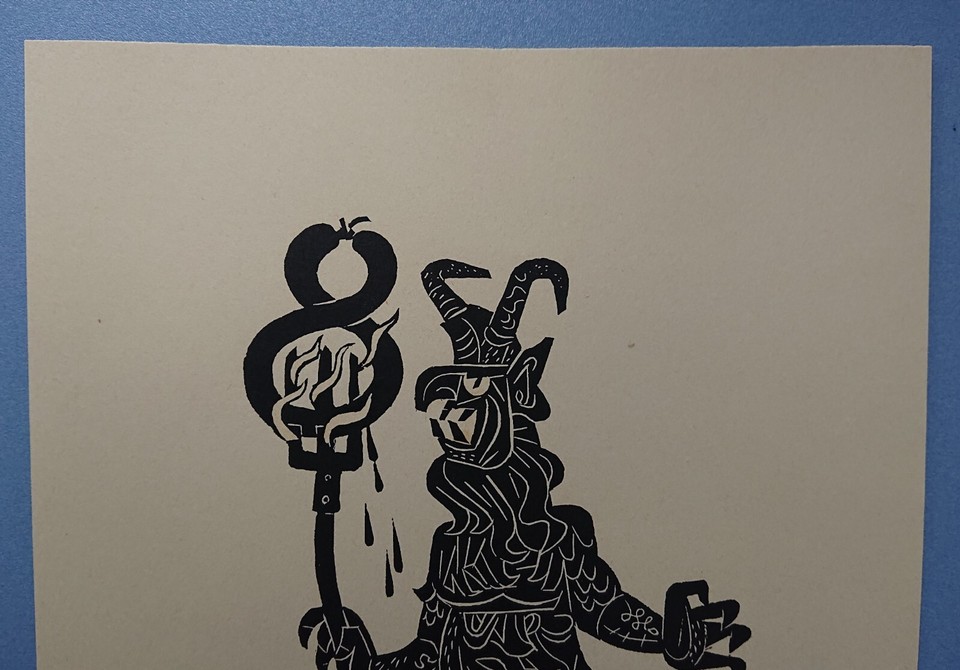 Old Exlibris Print Devil Satan Lucifer Beelzebub Hoof Mephisto Diabolo ...