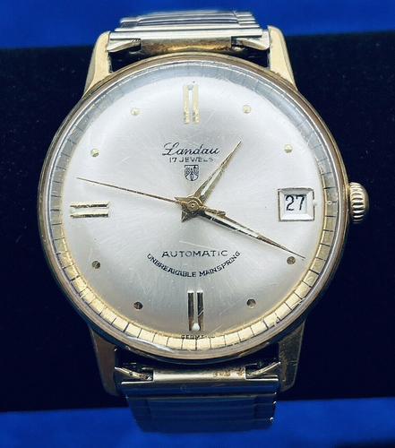 Vintage Landau 17 Jewels Unbreakable Mainspring Automatic 1/4010 KT ...