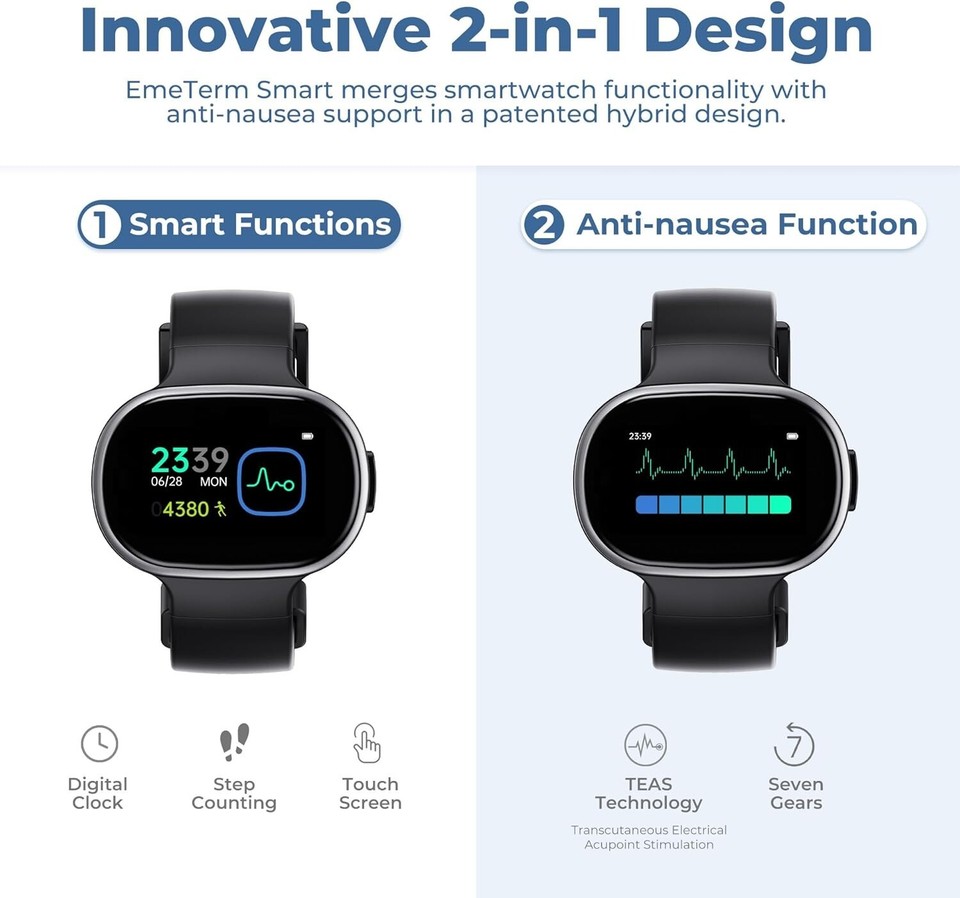 EmeTerm Smart Anti-Nausea Wristwatch Touchscreen Sickness Vomit Relief ...