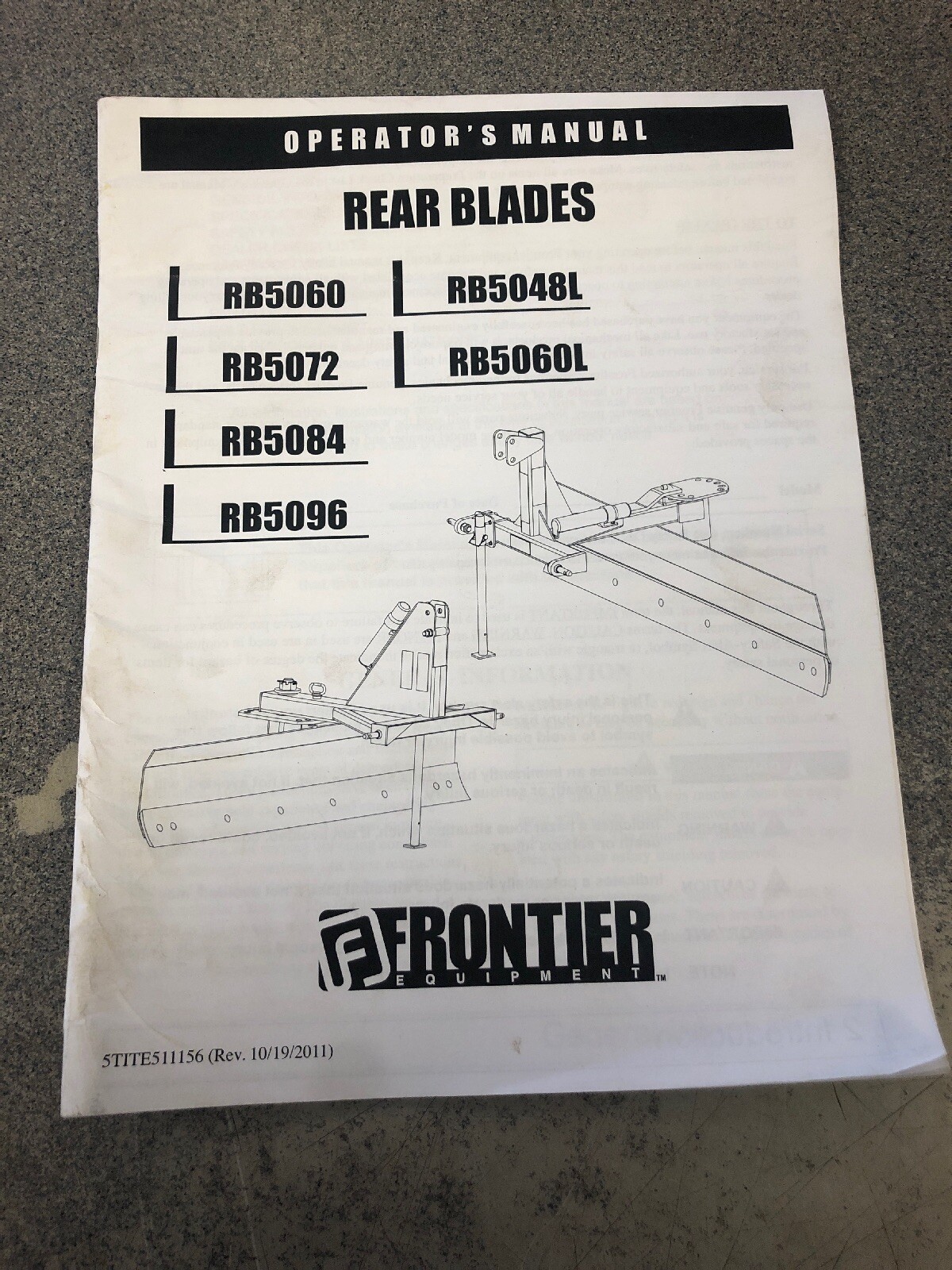 Frontier Rear Blades Operator’s Manual | eBay