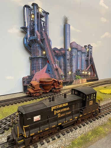 HO Scale BLAST FURNACE - Steel Mill Building Flat w/ LEDs Trackside 1: ...