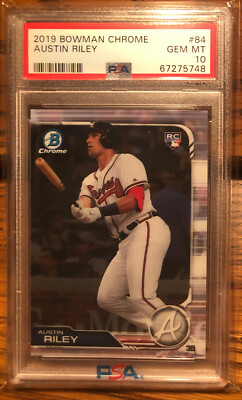 One 2019 Bowman Chrome #84 Austin Riley PSA 10 Rookie Card (Quantity ...
