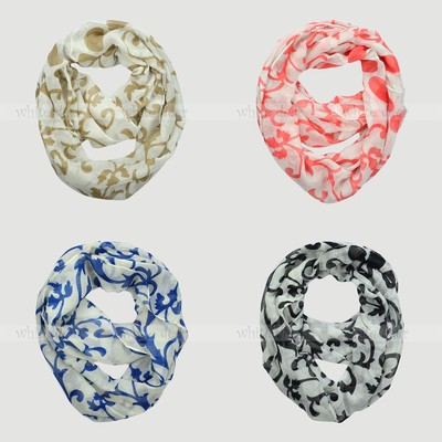 Floral Print Flower Leaf Block Circle Loop Wrap Infinity Scarf Multi ...