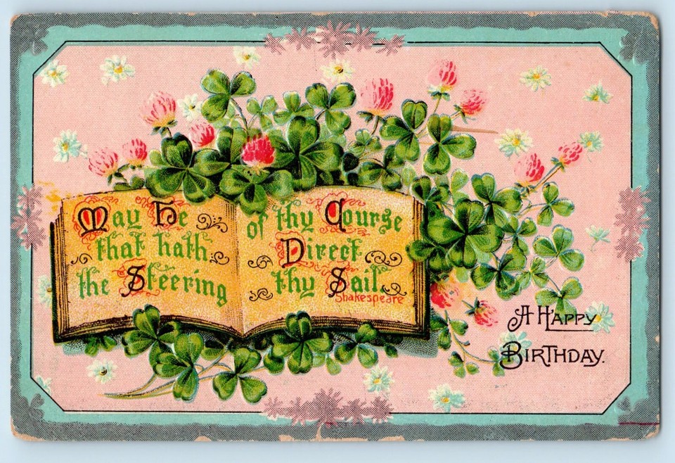 DPO (1890-1983) Highfield MD Postcard Happy Birthday Message Clover ...