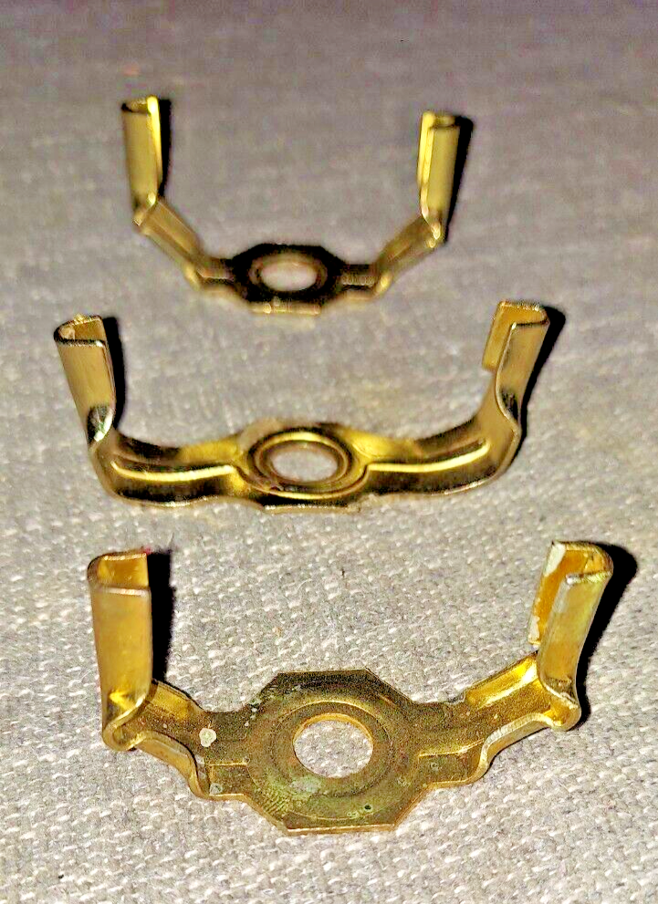 3 Lamp Harp Saddle 1/4" hole Polished Brass Plate Lighting Lamp Parts ...