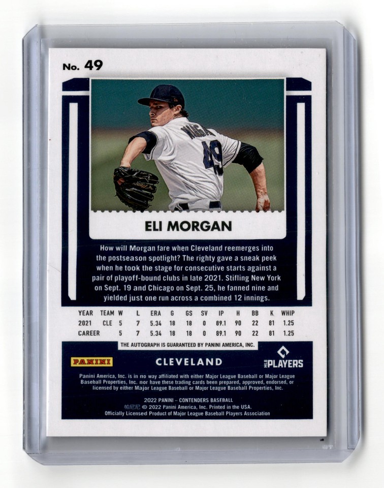 Eli Morgan 2022 Panini Contenders Baseball #49 Draft Ticket Auto /99 RC | eBay